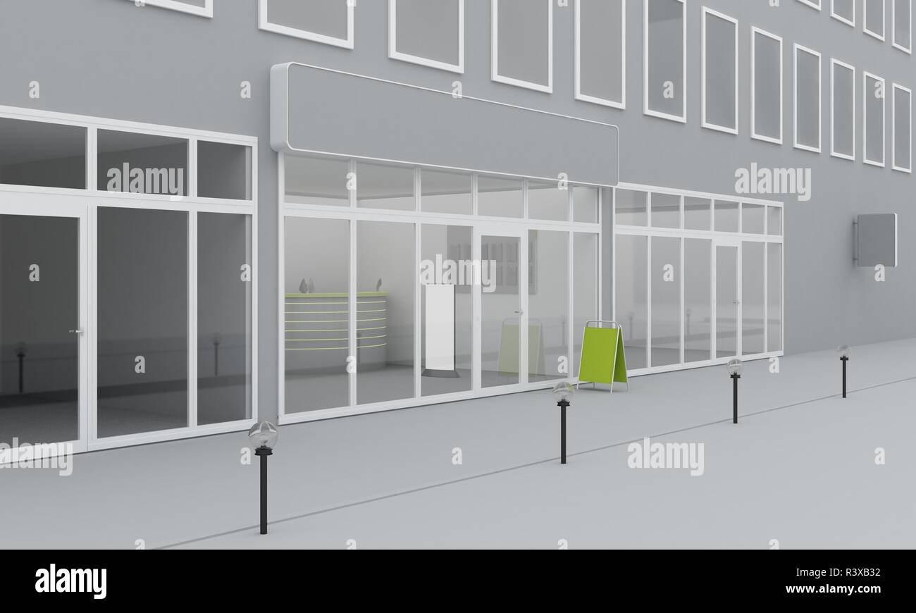 Illustration of shop or office facade. Exterior Stock Photo - Alamy