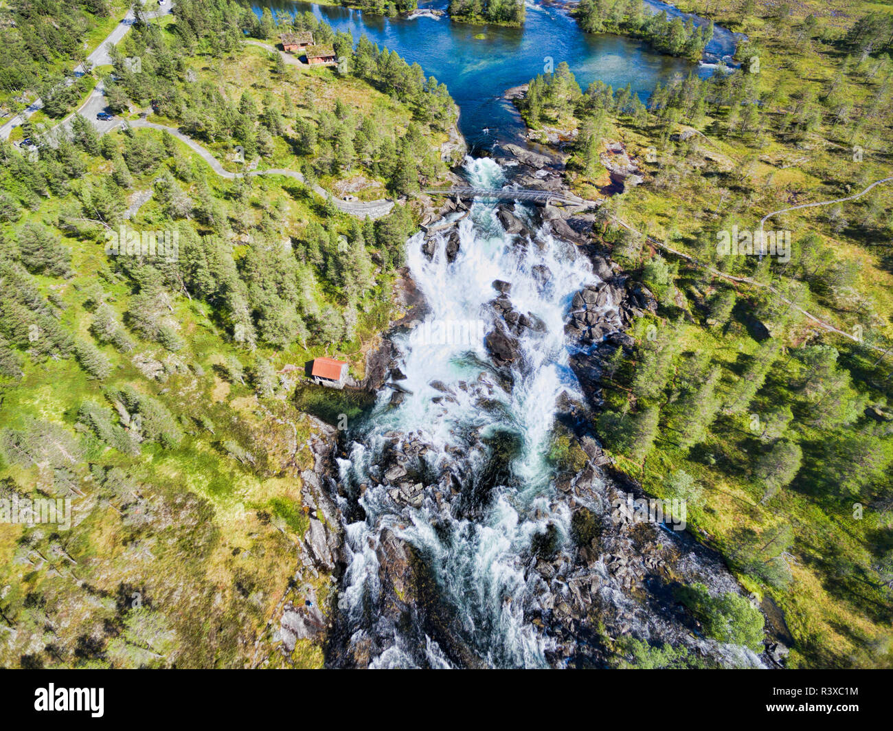 Likholefossen waterfall from above Stock Photo - Alamy