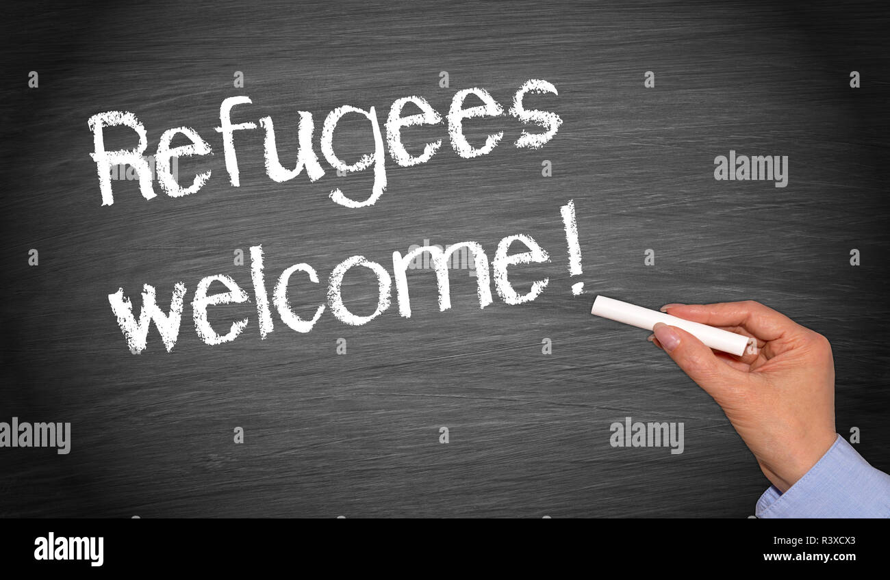 Welcome refugees all word hi-res stock photography and images - Alamy