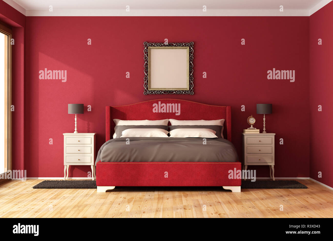 Red Classic Bedroom Stock Photo - Alamy