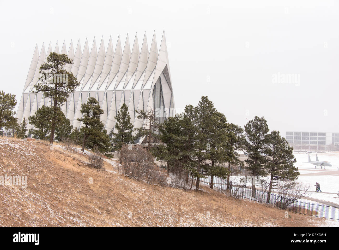 USA, Colorado, Colorado Springs., USAFA dramatic chapel architecture ...