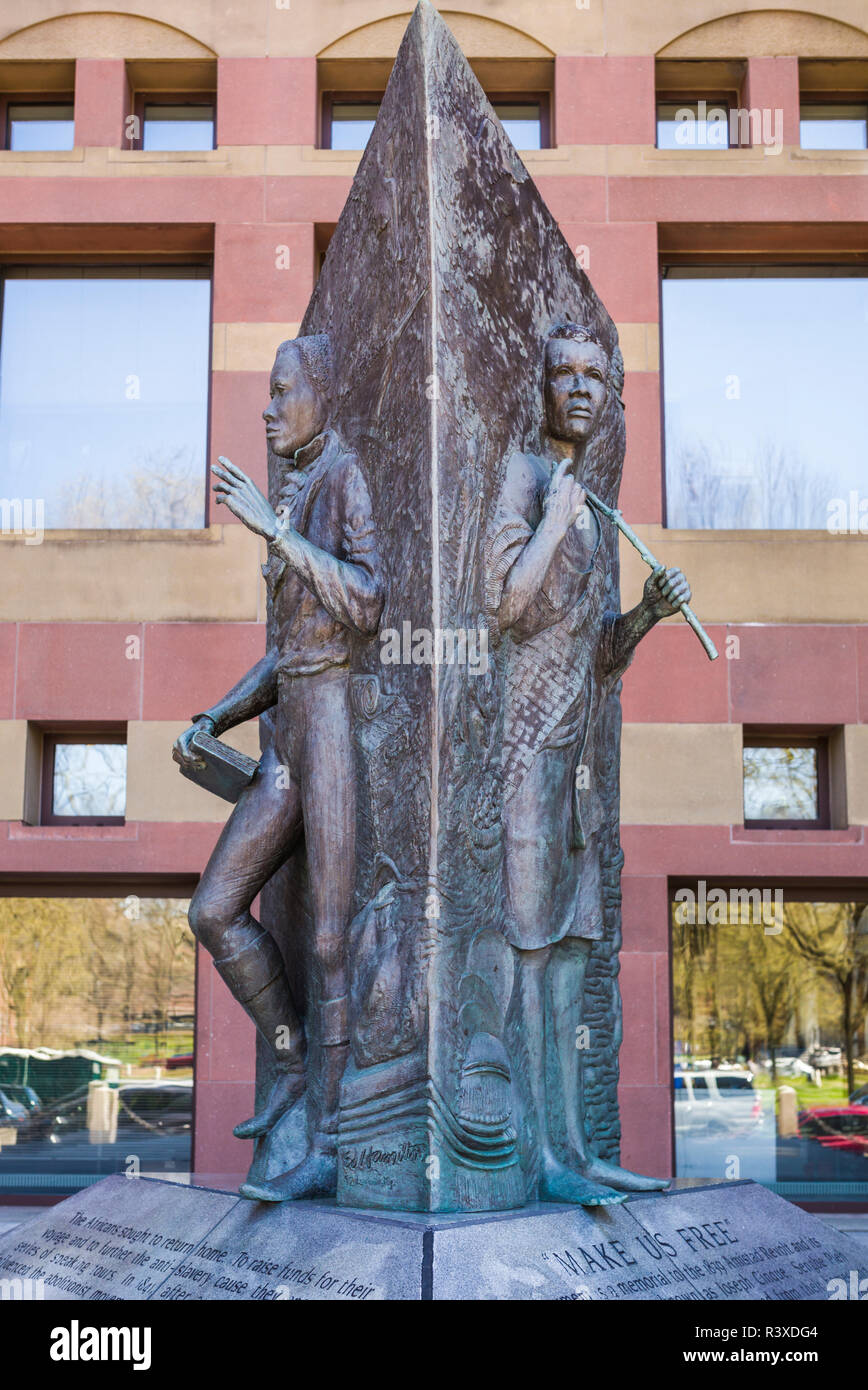 USA, Connecticut, New Haven, statue dedicated to the slave revolt on ...