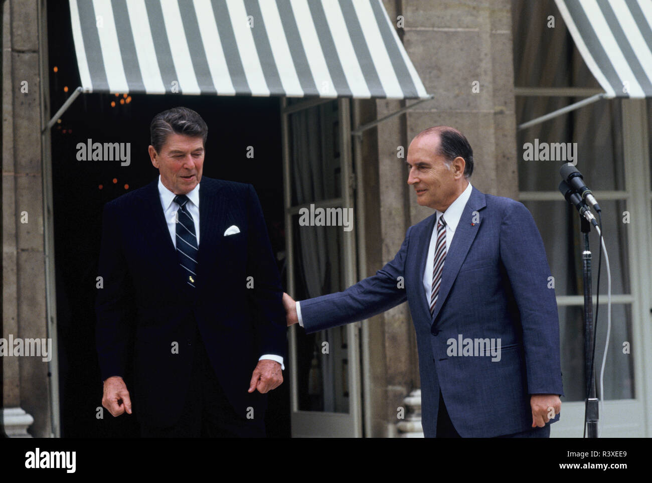 French President Francois Mitterrand and President Ronald Reagan.in ...