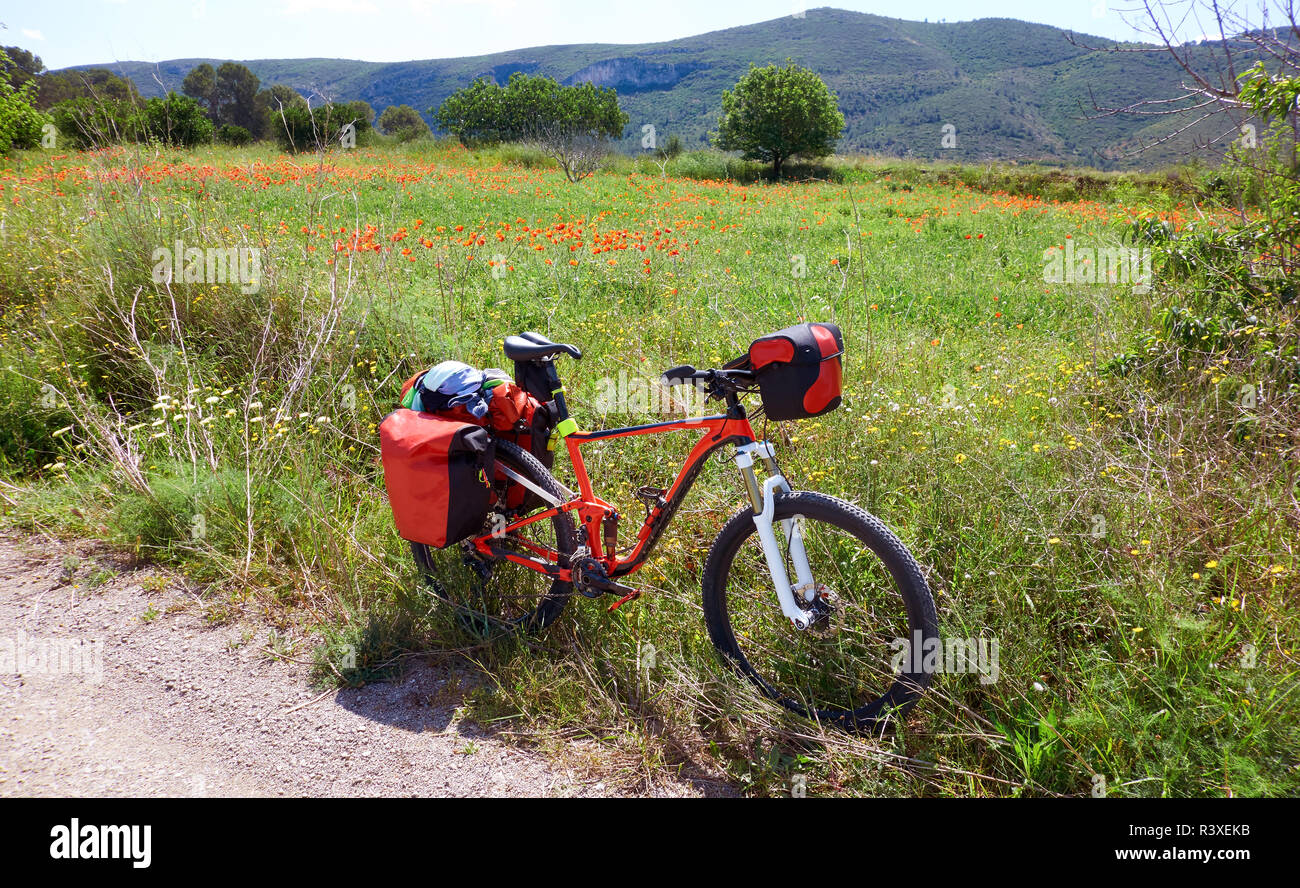 Camino de santiago in bicycle Saint James Way of Levante Stock Photo ...