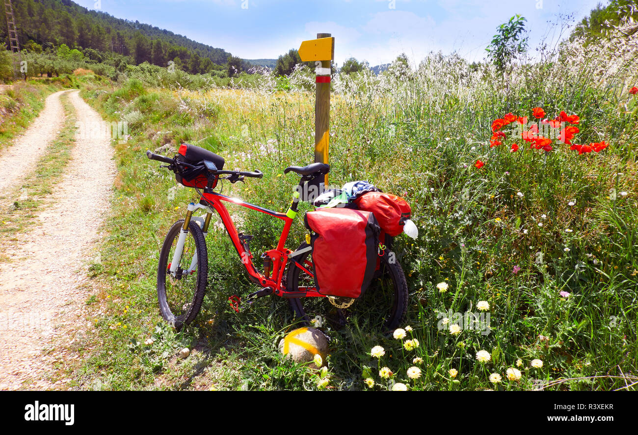 Camino de santiago in bicycle Saint James Way of Levante Stock Photo ...