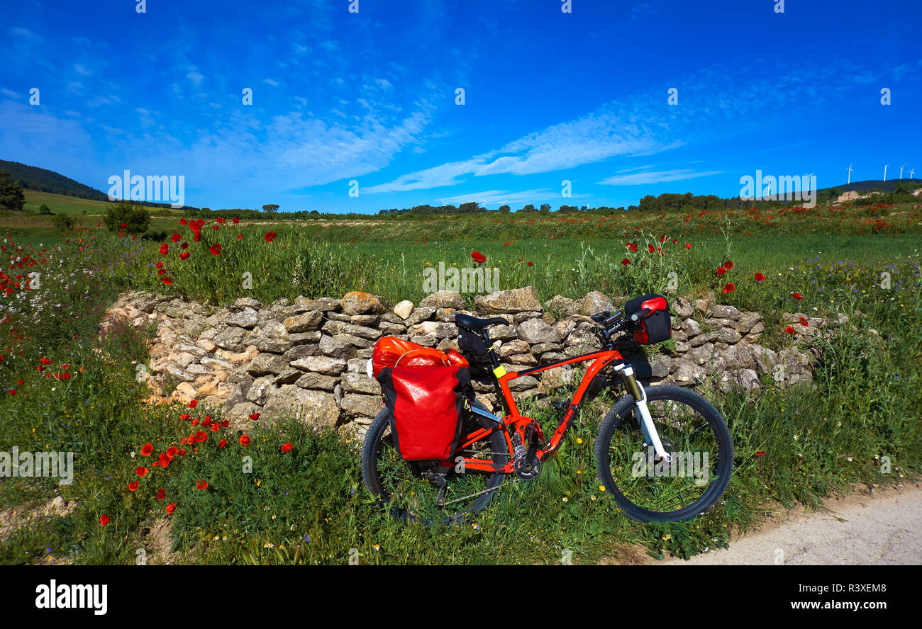 Camino de santiago in bicycle Saint James Way of Levante Stock Photo ...