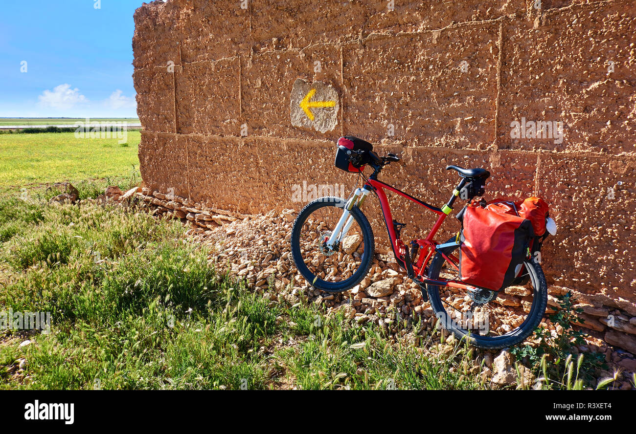 Camino de Santiago by bicycle Saint James way of Levante Stock Photo ...