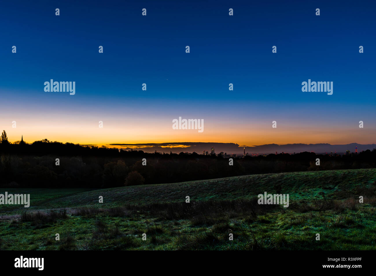Early dawn over London from Hampstead Heath, London, UK Stock Photo - Alamy