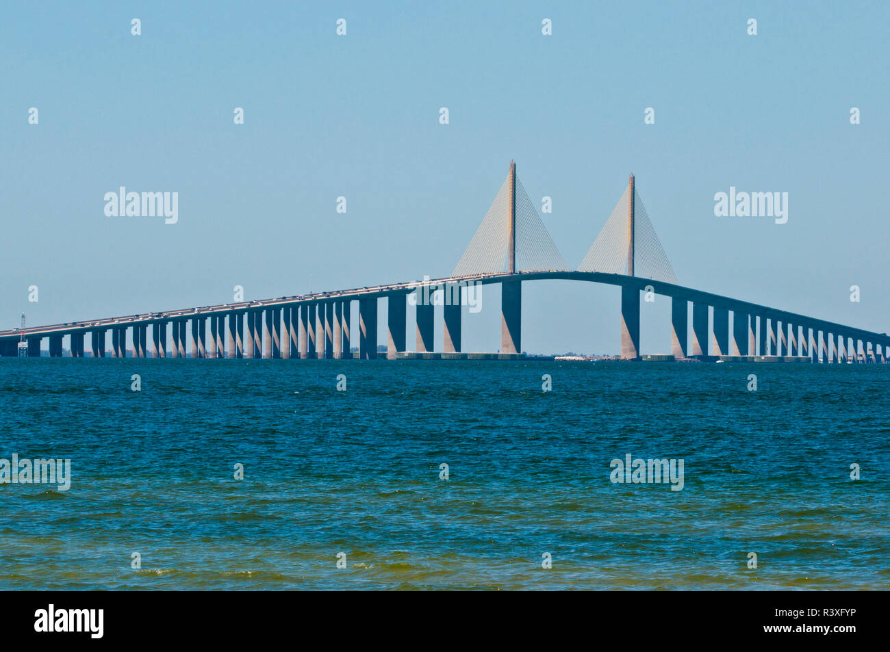 USA, Florida, South Tampa, Sunshine skyway Bridge from Manatee County ...