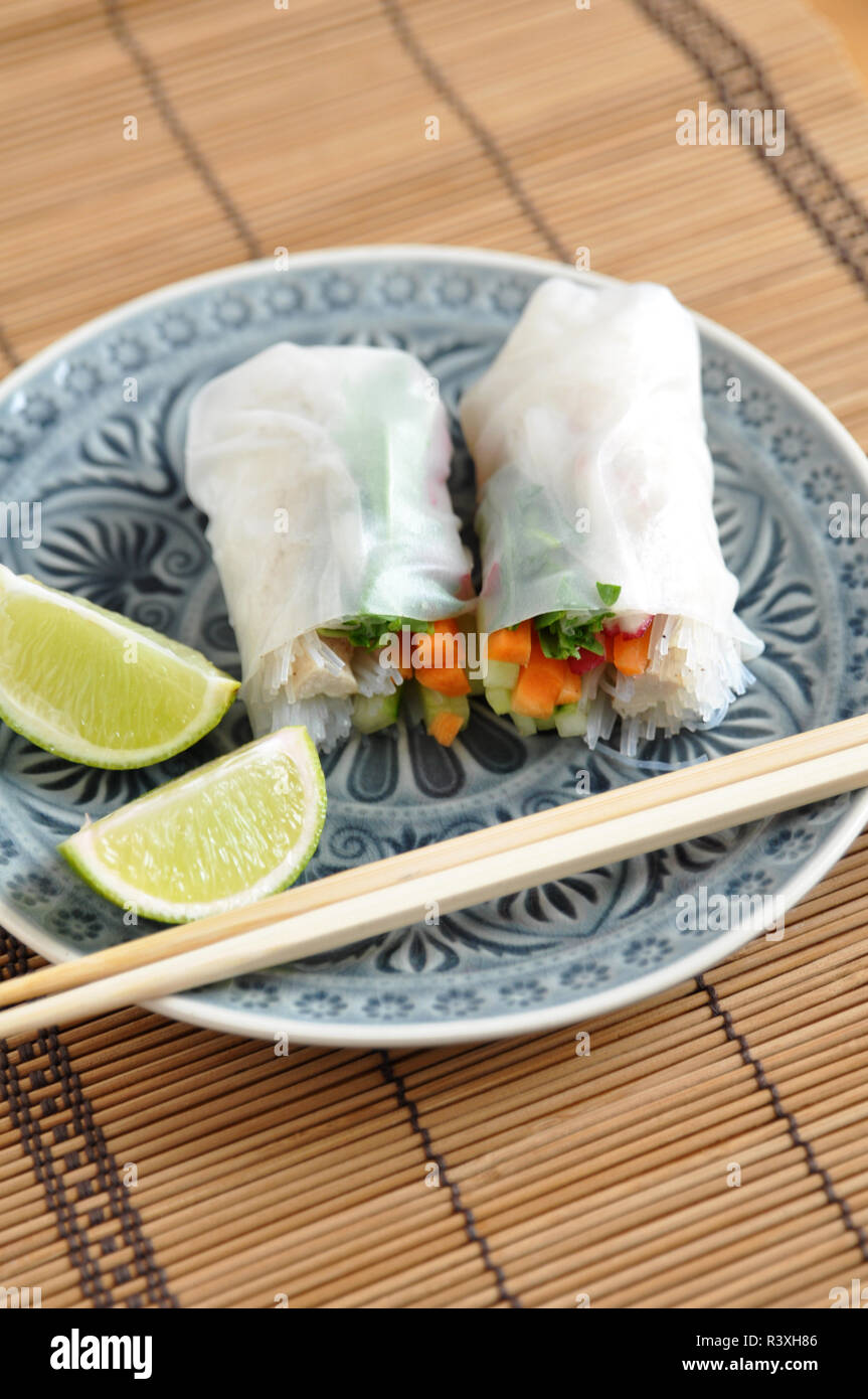 Woman eating vietnamese spring rolls hi-res stock photography and ...