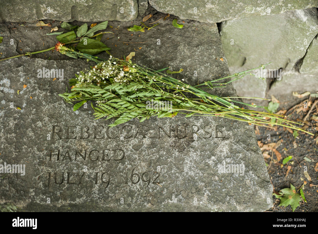USA, Massachusetts, Salem Witch Trials Memorial, memorial to person ...