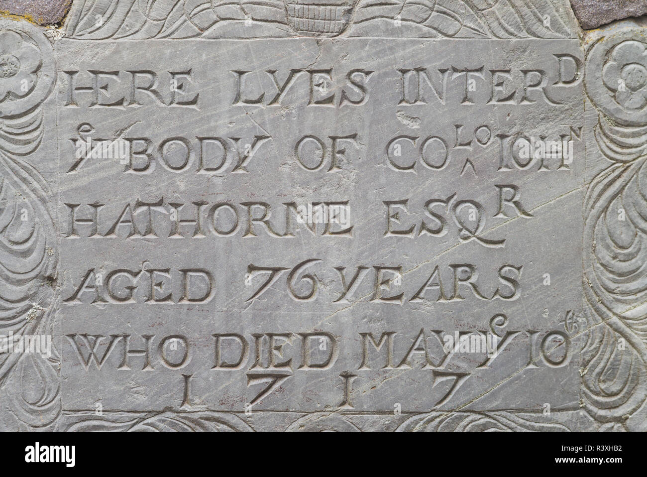 USA, Massachusetts, Salem, Old Burying Point Cemetery, gravestone ...