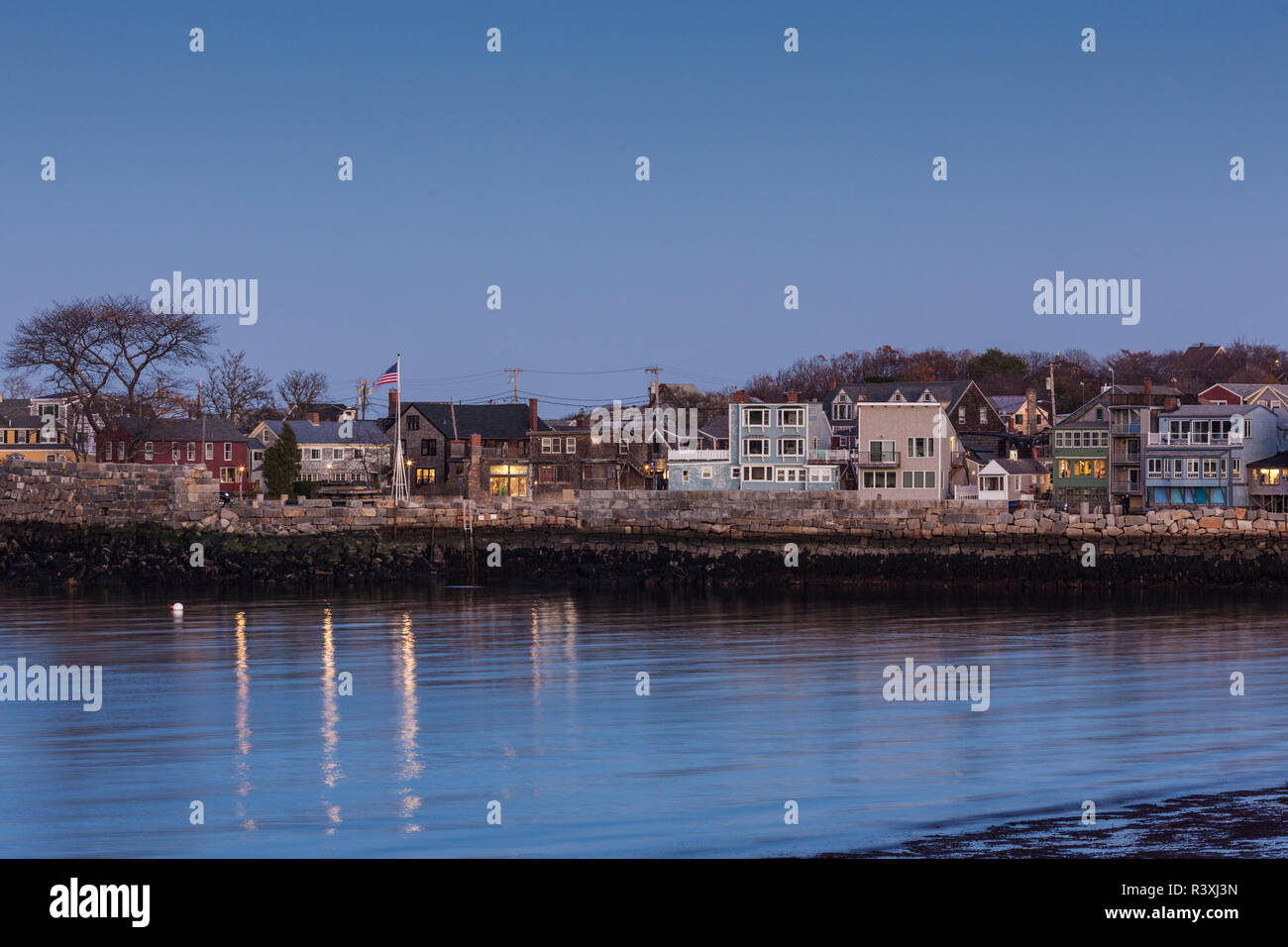 USA, Massachusetts, Cape Ann, Rockport, buildings on Bearskin Neck at ...