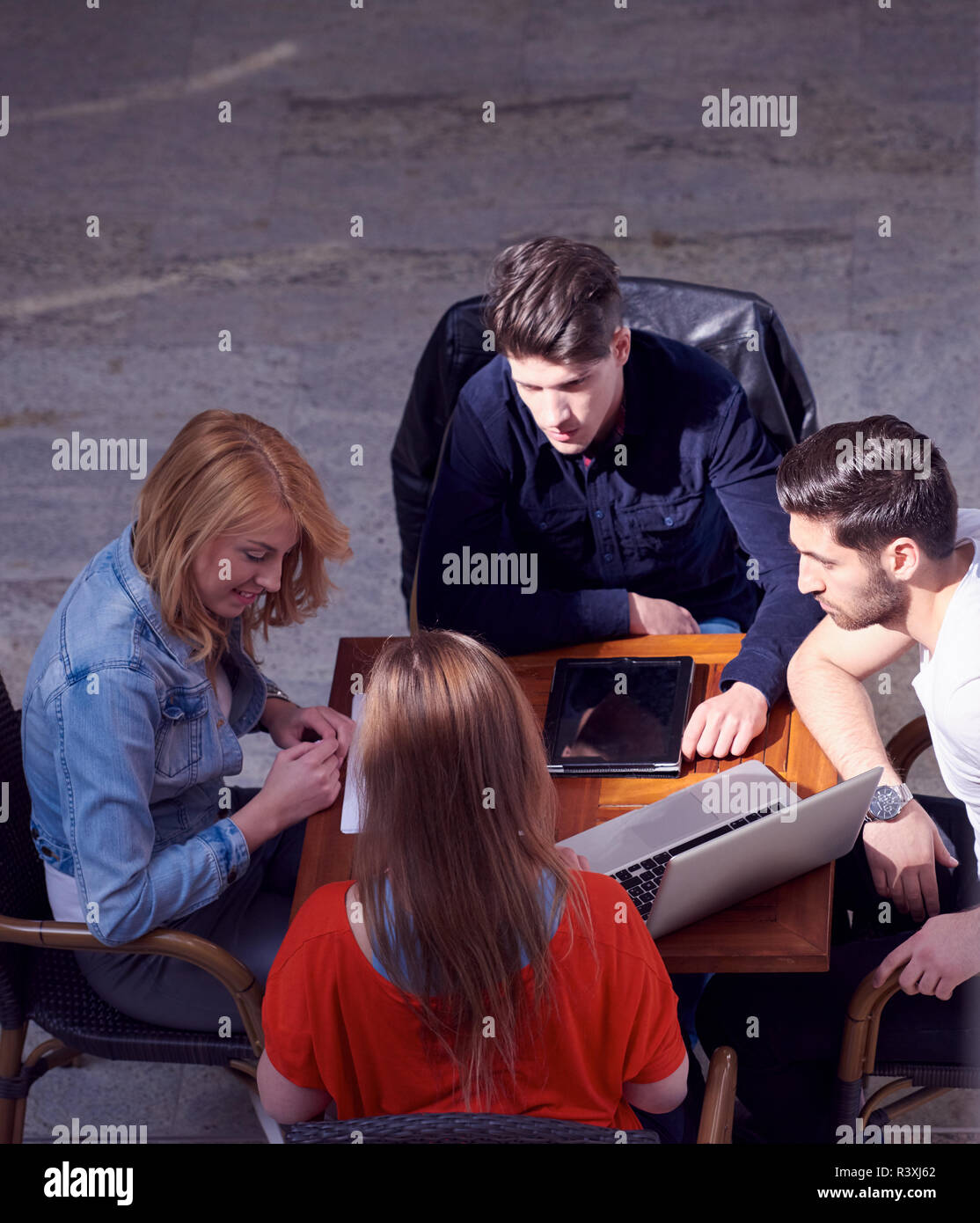 students group working on school project together Stock Photo - Alamy