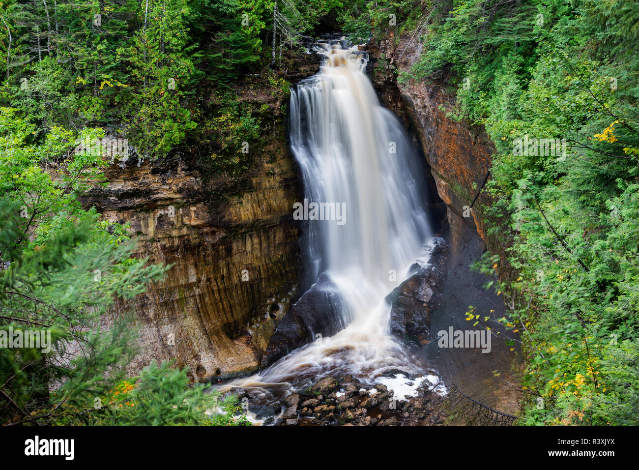Michigan, Pictured Rocks National Lakeshore, Miners Falls Stock Photo ...