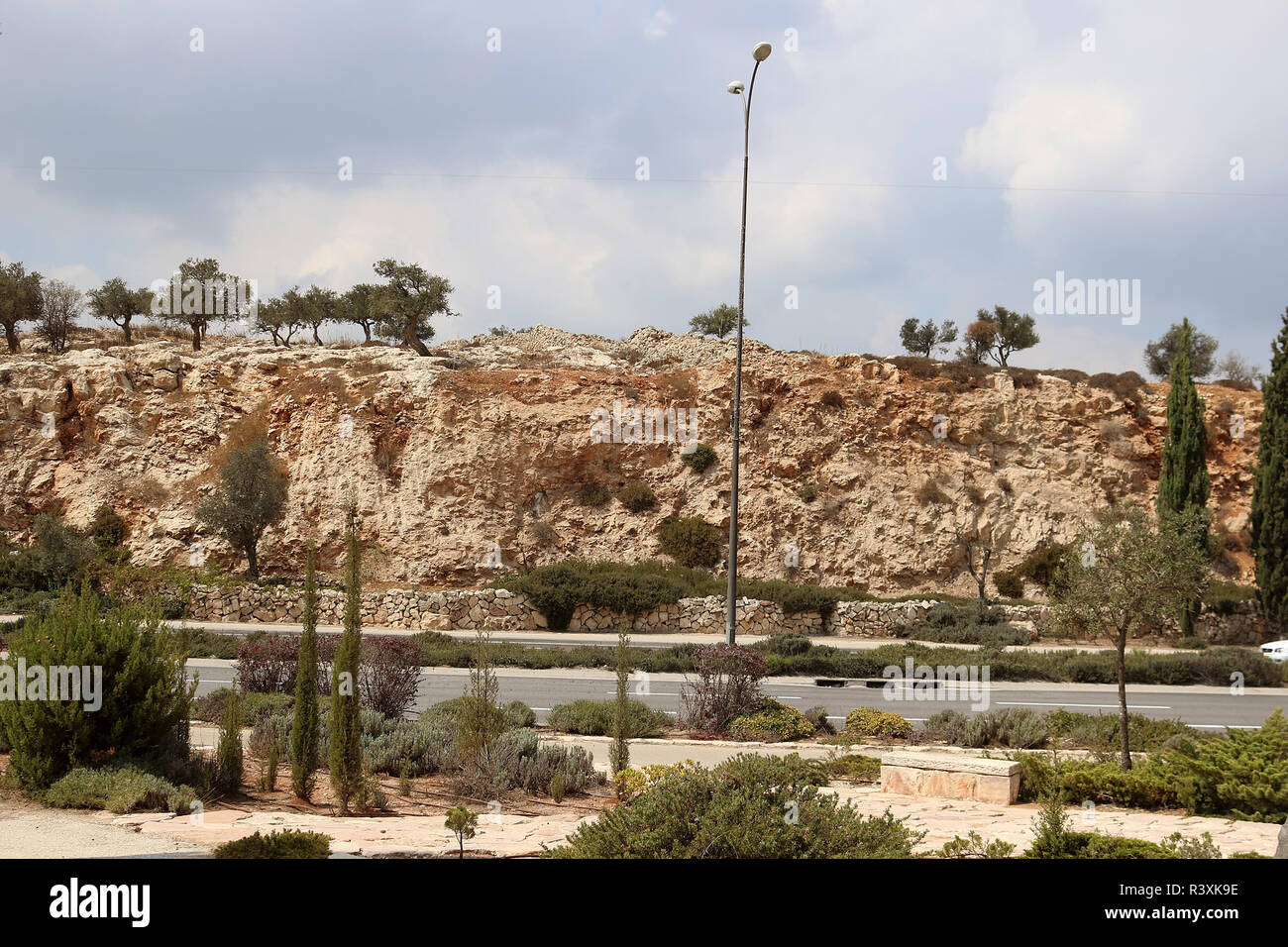 View of road with sand hills in Israel Stock Photo - Alamy