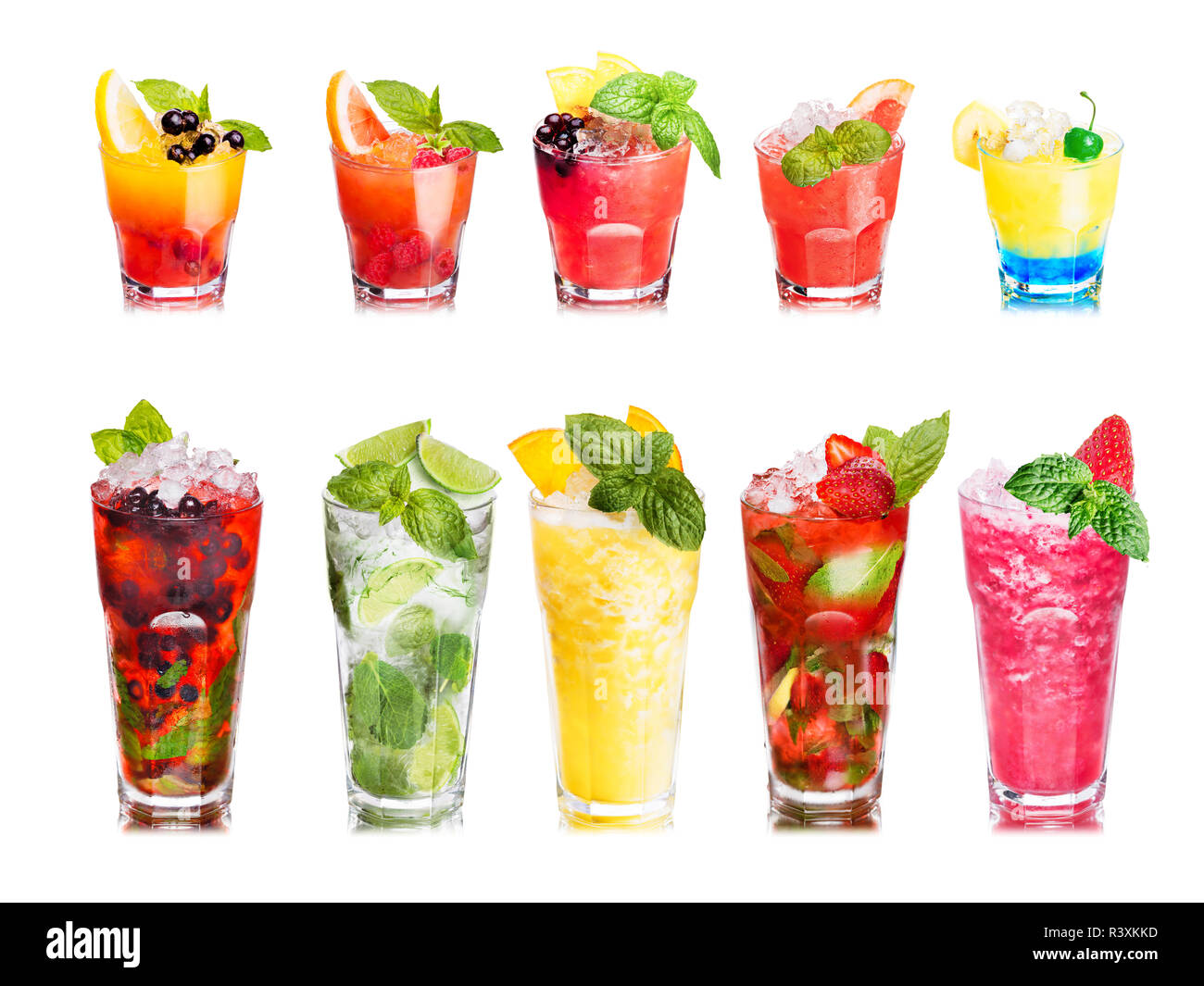 Fruit cocktails isolated set Stock Photo - Alamy