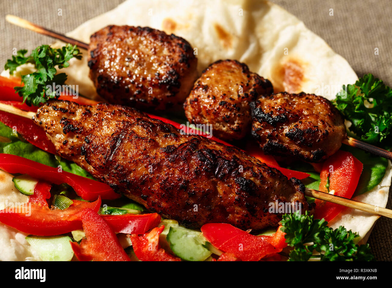 Shish kofte kebab Stock Photo - Alamy