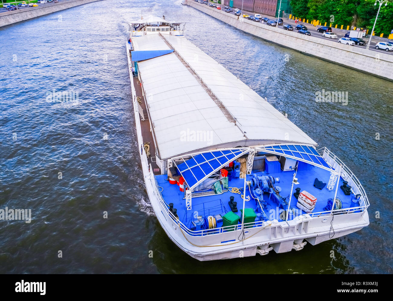 Big barge on river Stock Photo - Alamy