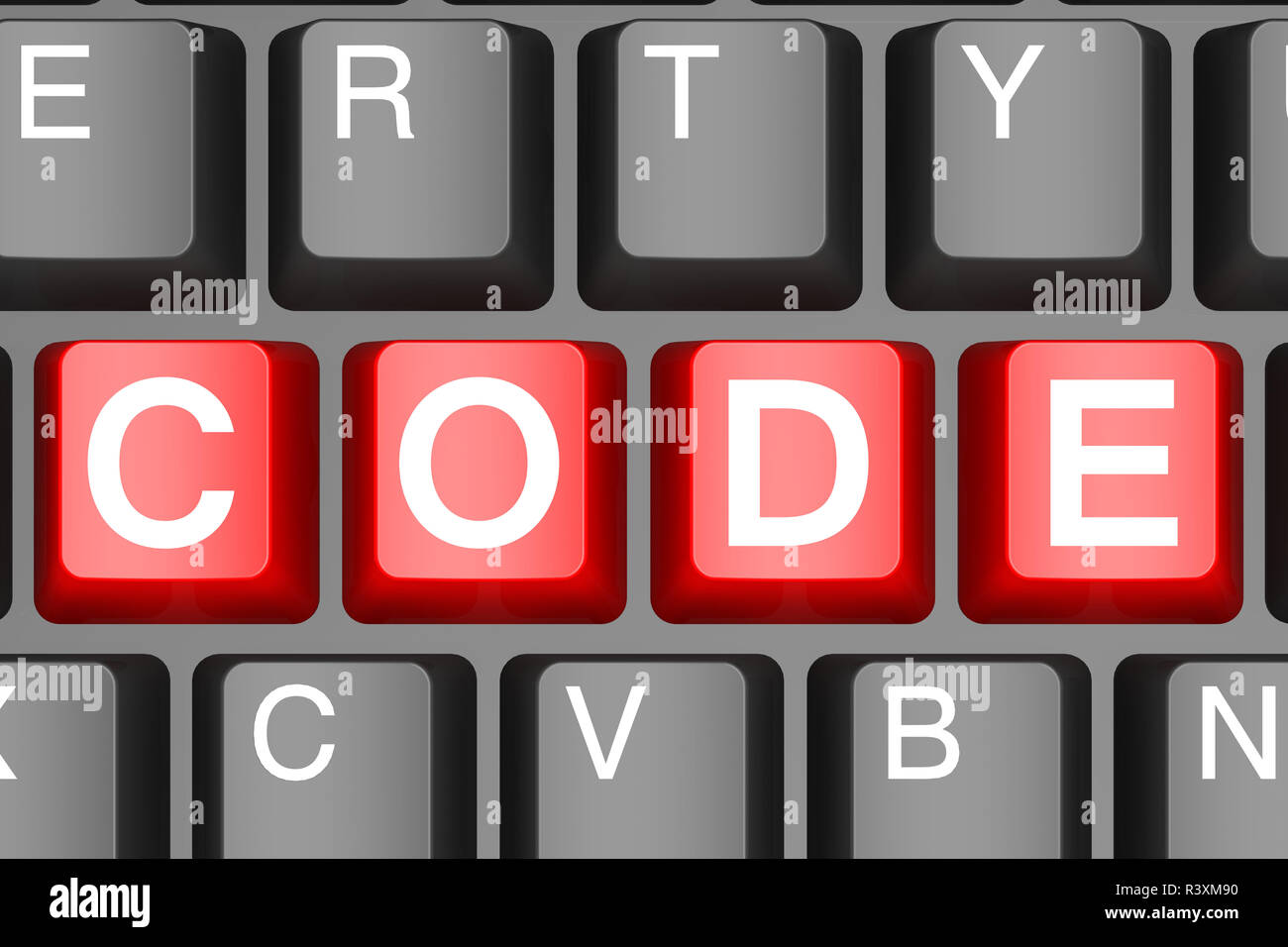 Red code button on modern computer keyboard Stock Photo - Alamy