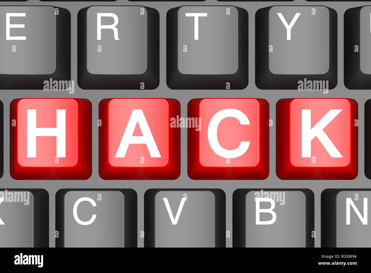 Red hack button on modern computer keyboard Stock Photo - Alamy