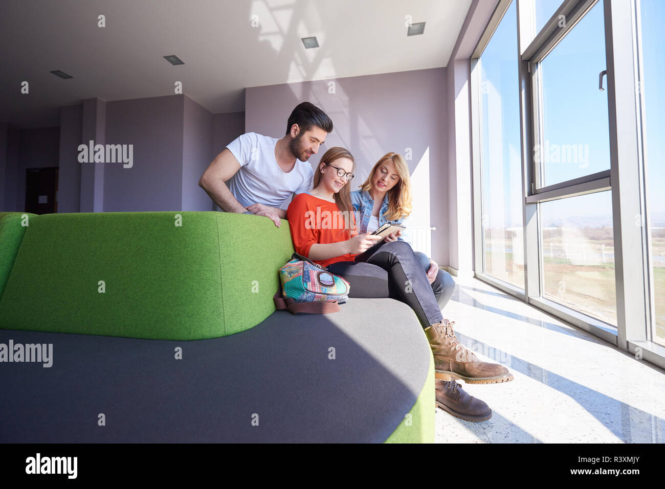 students group working on school project together Stock Photo - Alamy
