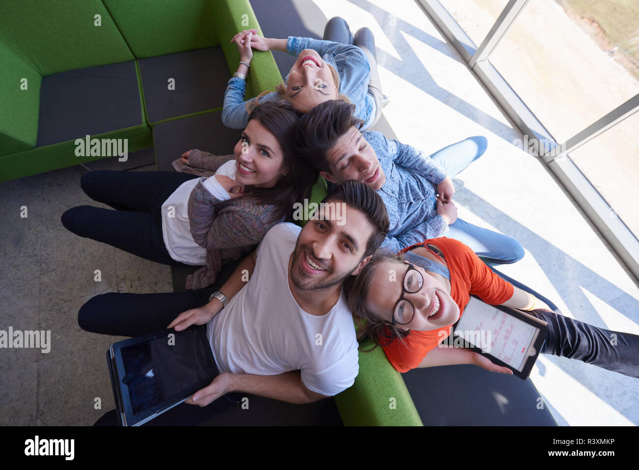 students group working on school project together Stock Photo - Alamy