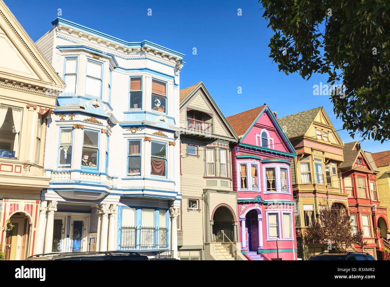 Victorian style homes near Alamo Square, San Francisco, Central ...