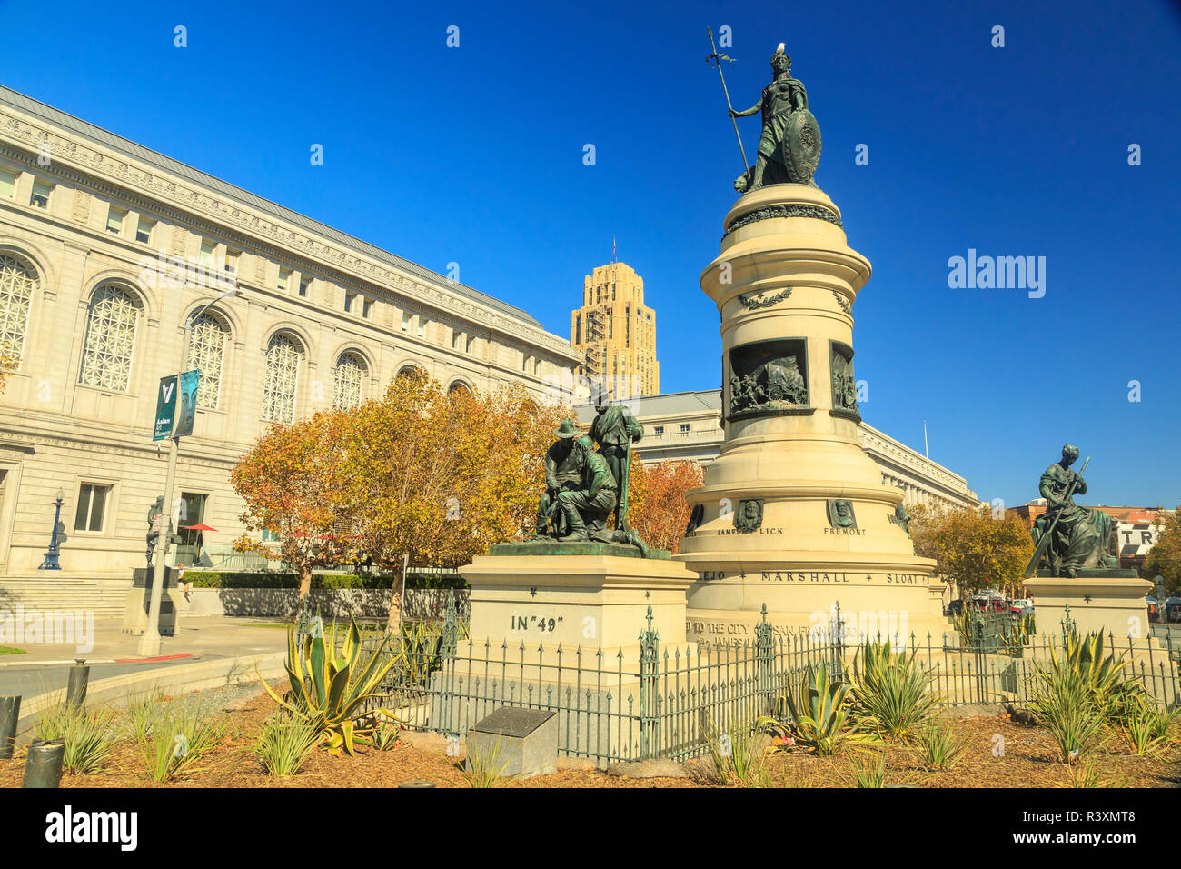 City Hall area, San Francisco, California. Pioneer Monument Stock Photo ...