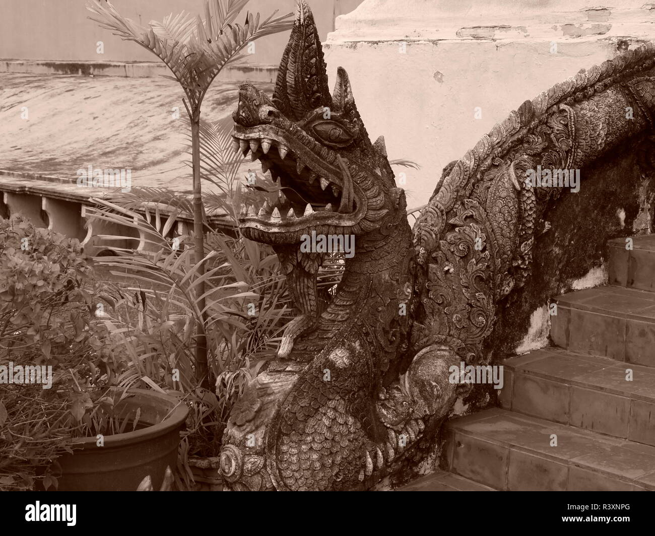 Snake Railing at That Luang, Vientiane Stock Photo - Alamy