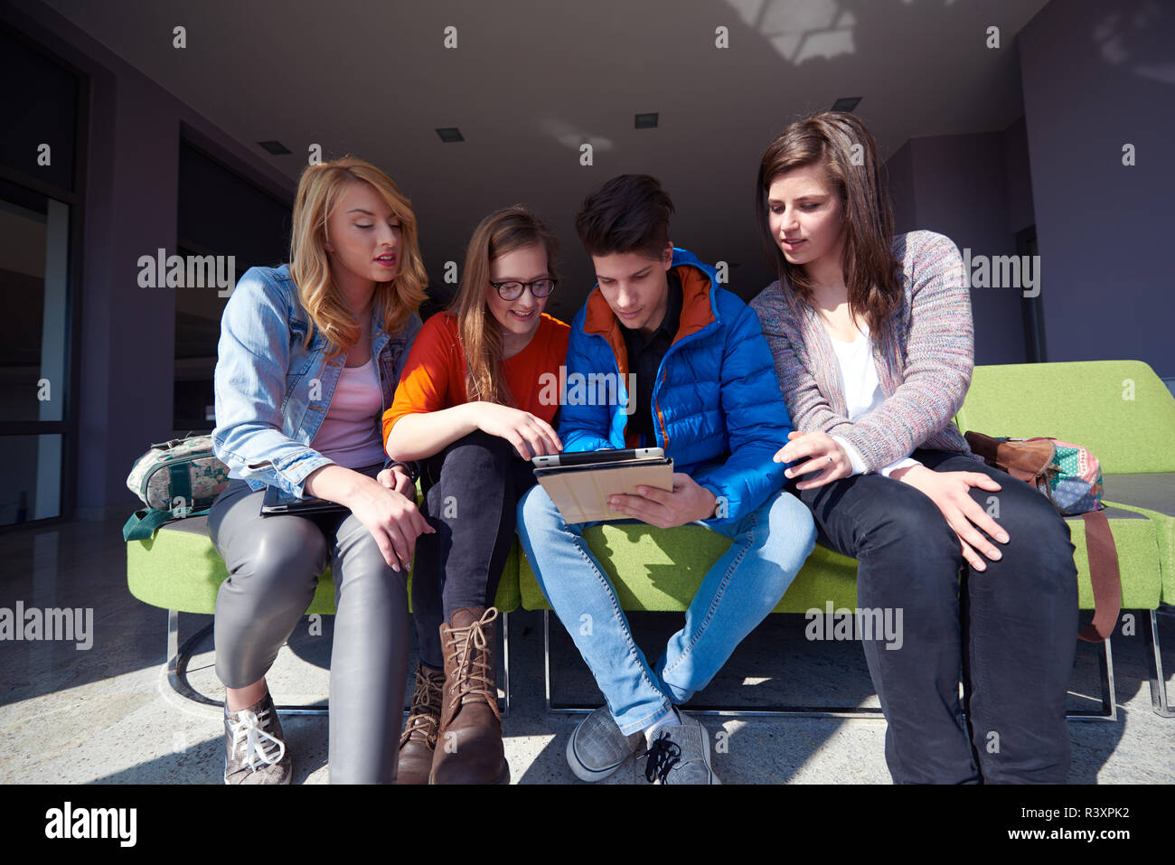students group working on school project together Stock Photo - Alamy