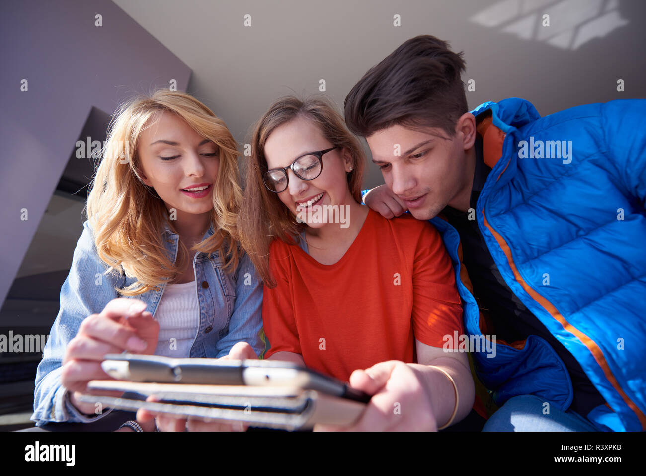 students group working on school project together Stock Photo - Alamy