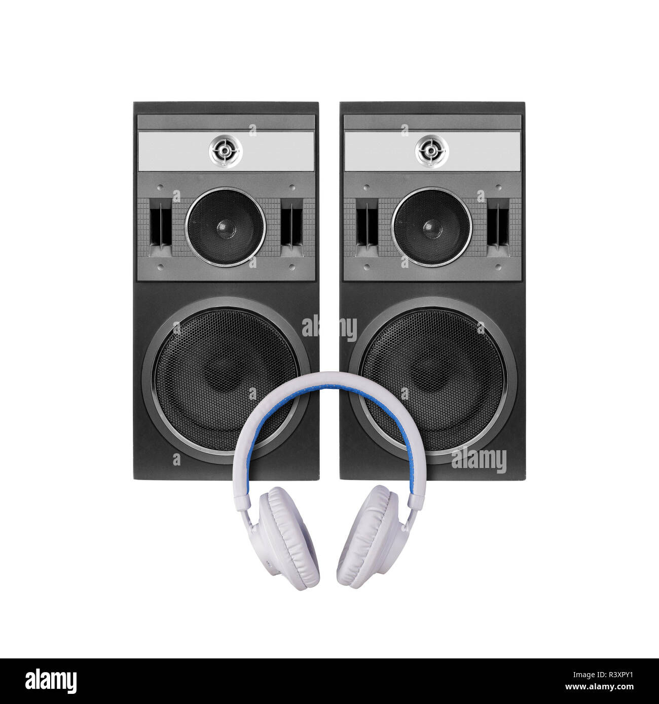 Music and sound - Two front view one three way line array loudspeaker ...