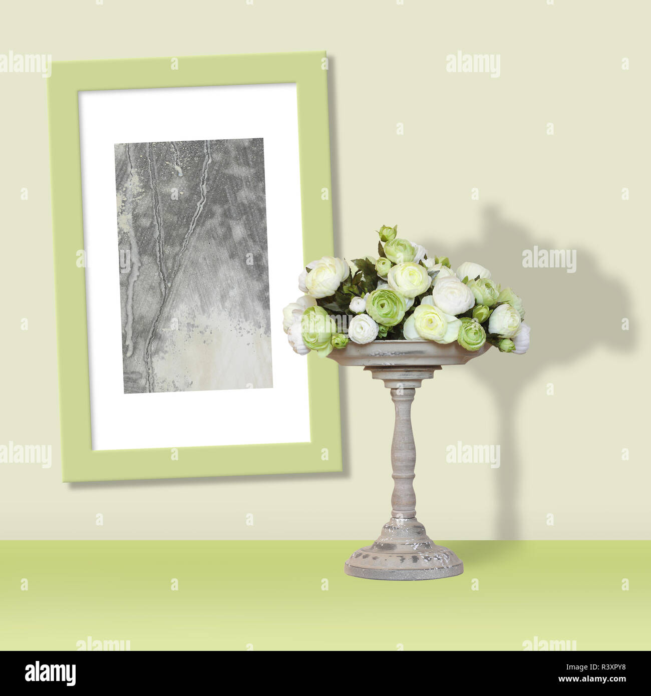 Still life - Pottery vases for flowers and Painting picture in a frame ...