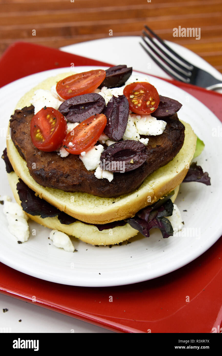 Greek Style Beef Burger Stock Photo - Alamy