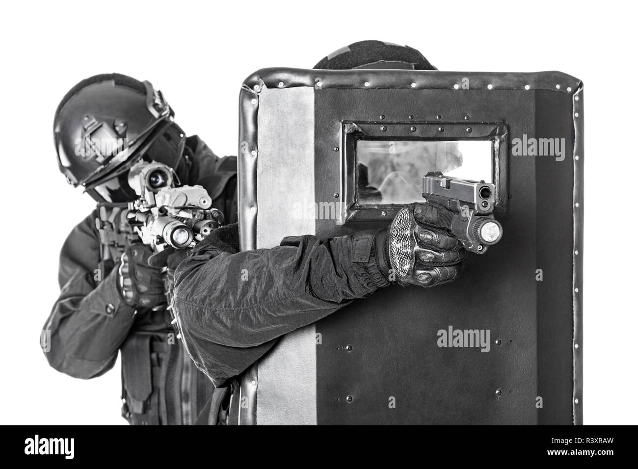 Swat officers gun shield hi-res stock photography and images - Alamy