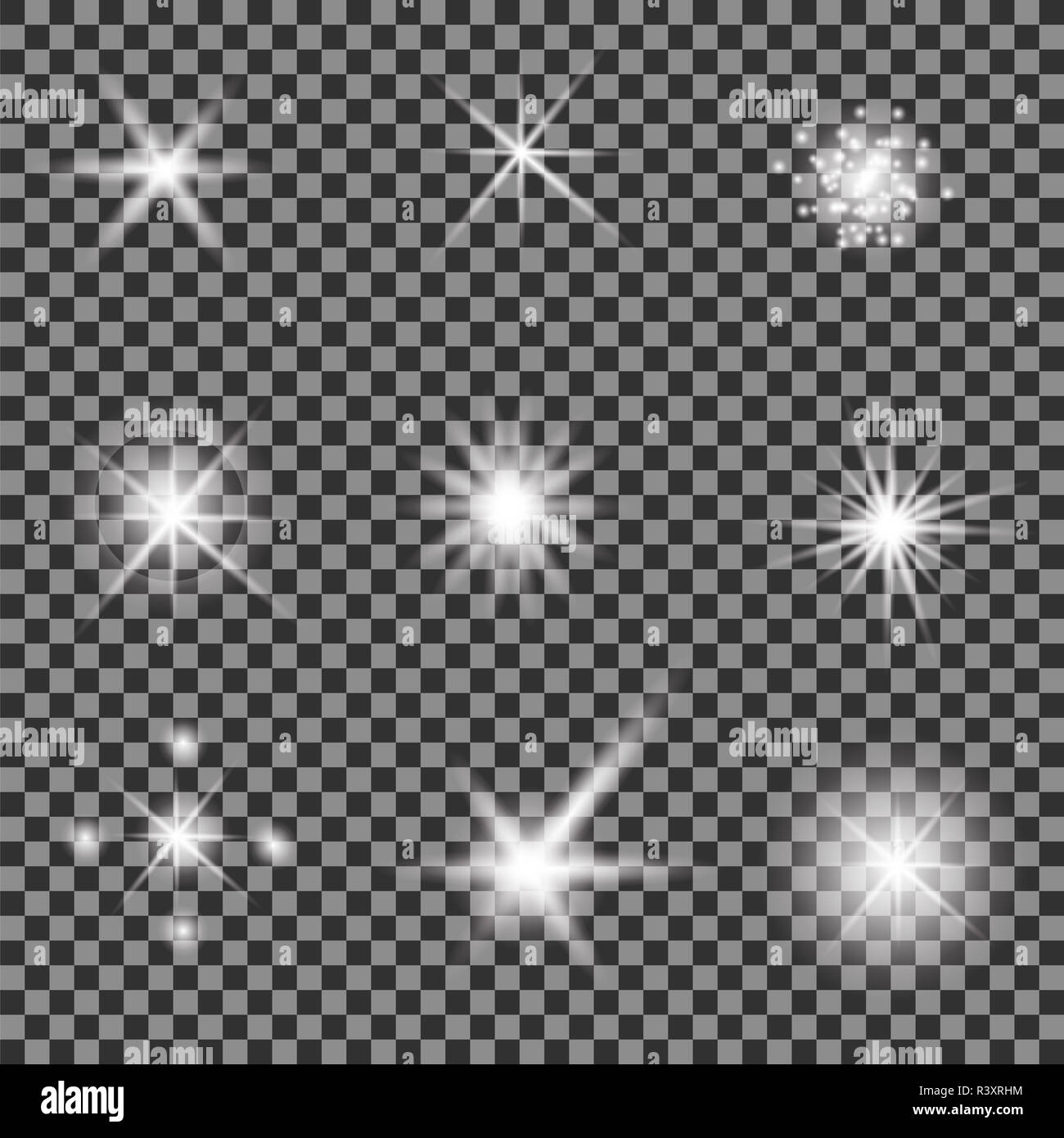Set of Different White Lights Stock Photo - Alamy