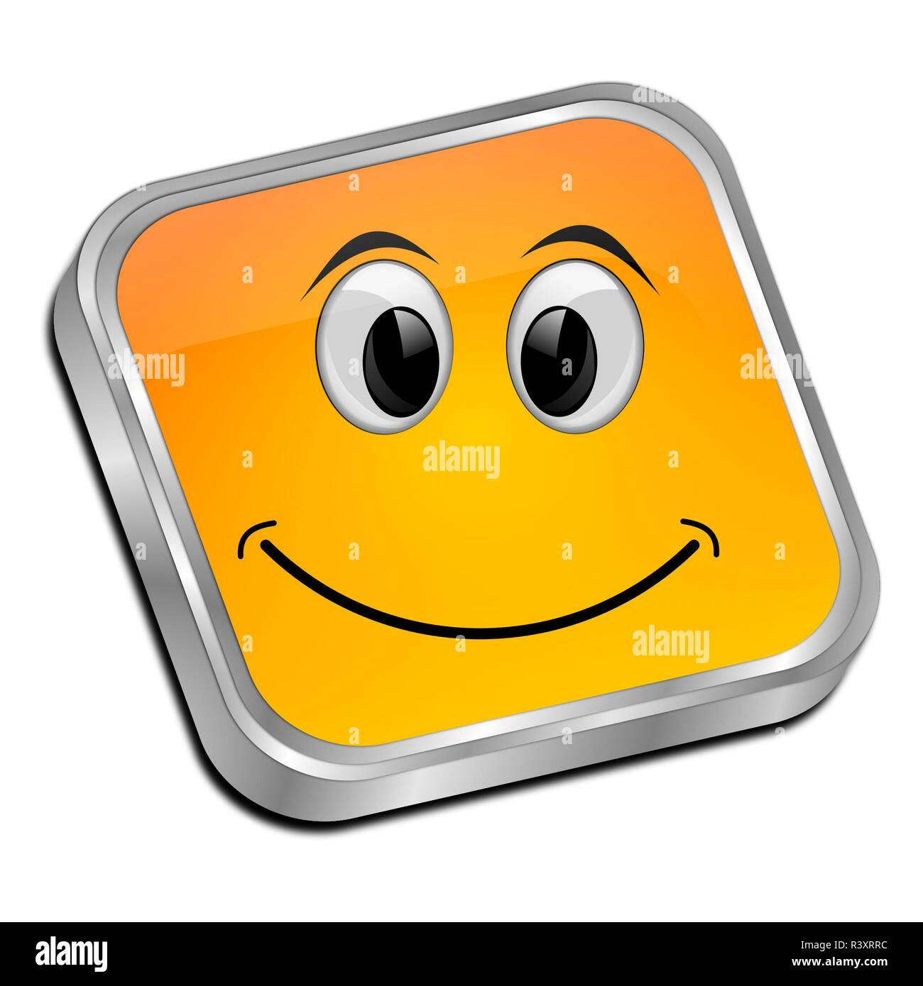 Button with smiling face Stock Photo - Alamy