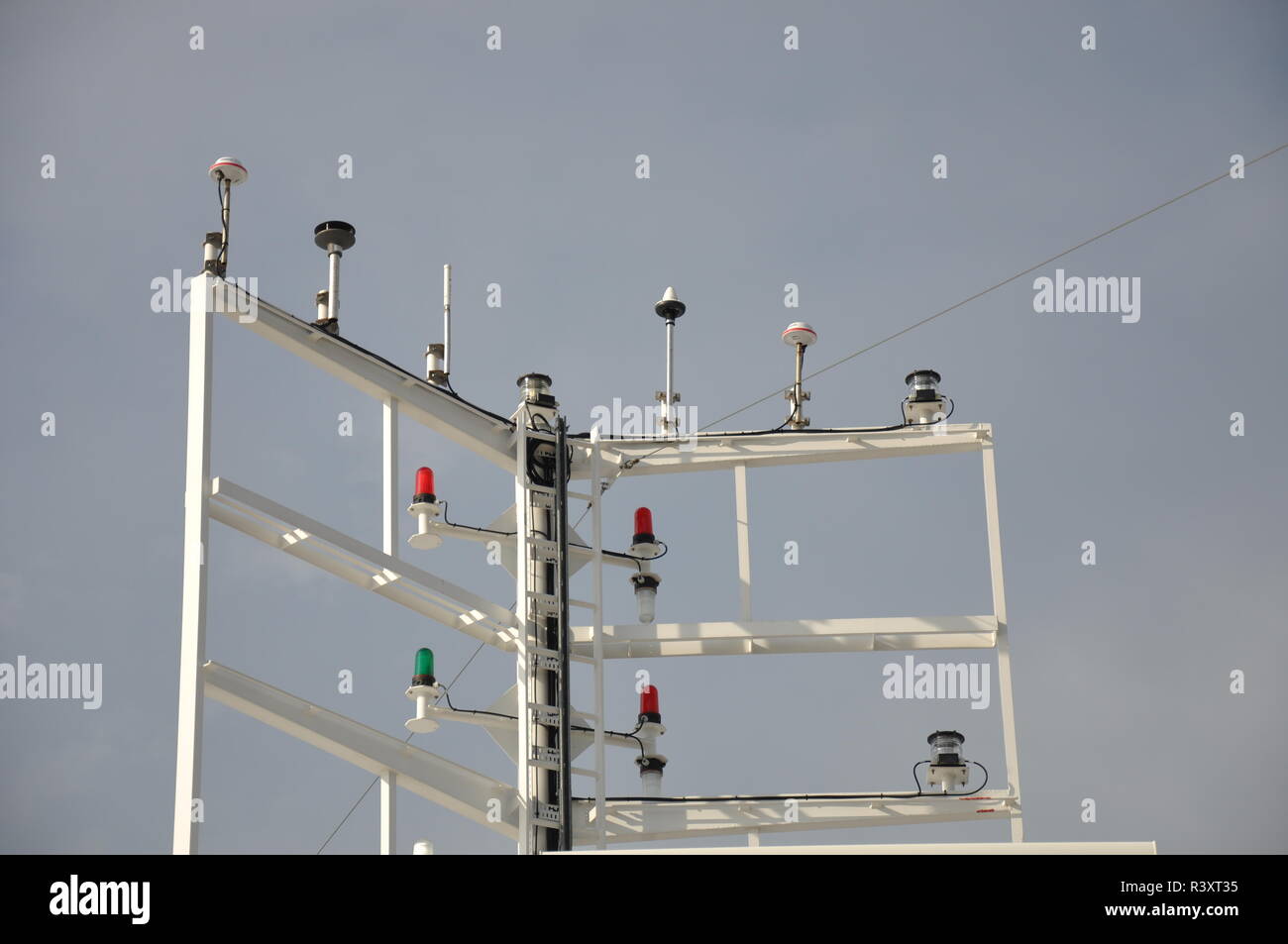 car ferry details chimney rail,waves,navigation lights Stock Photo - Alamy