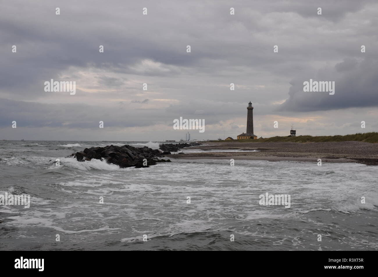 skagen lighthouse kattegat with surf denmark Stock Photo - Alamy