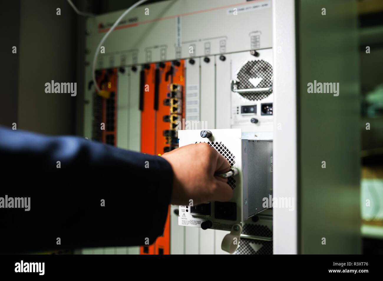 Fix network switch in data center room Stock Photo - Alamy