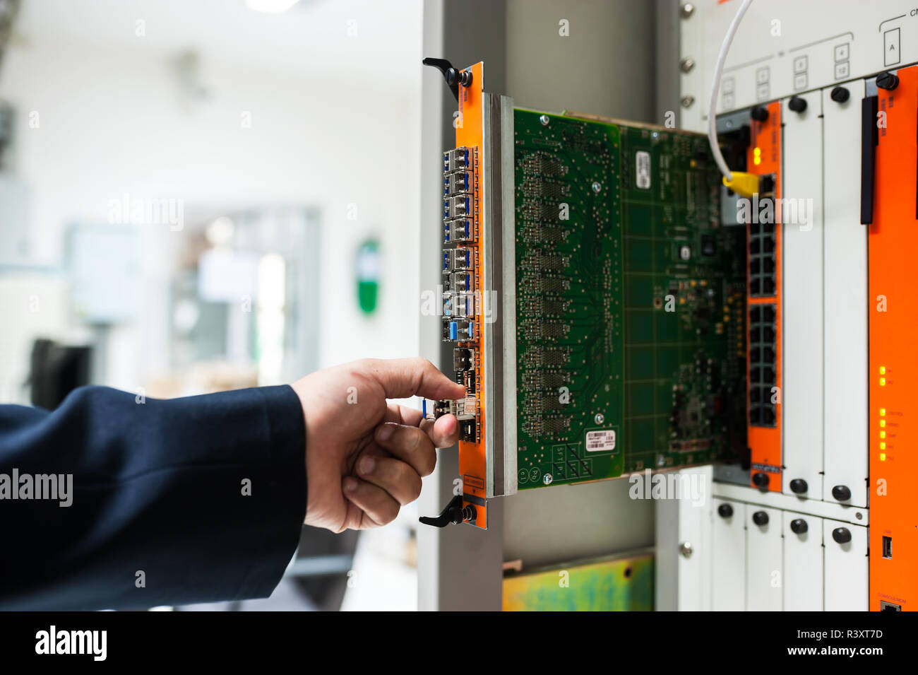 Fix network switch in data center room Stock Photo - Alamy