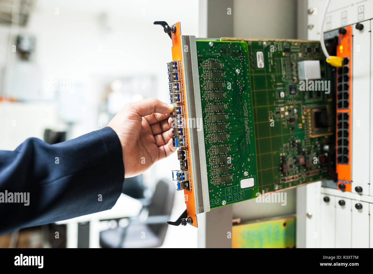 Fix network switch in data center room Stock Photo - Alamy