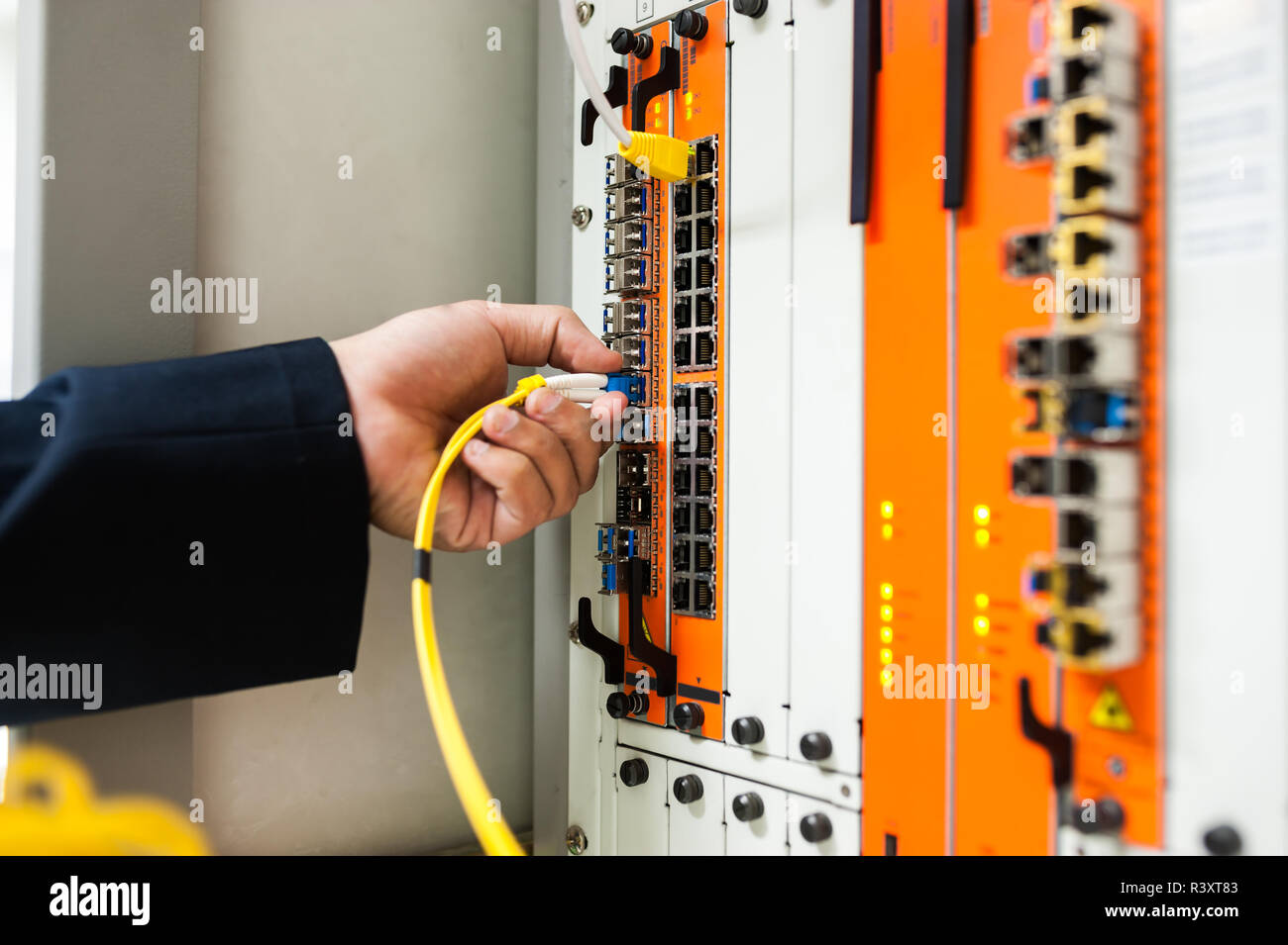Fix network switch in data center room Stock Photo - Alamy