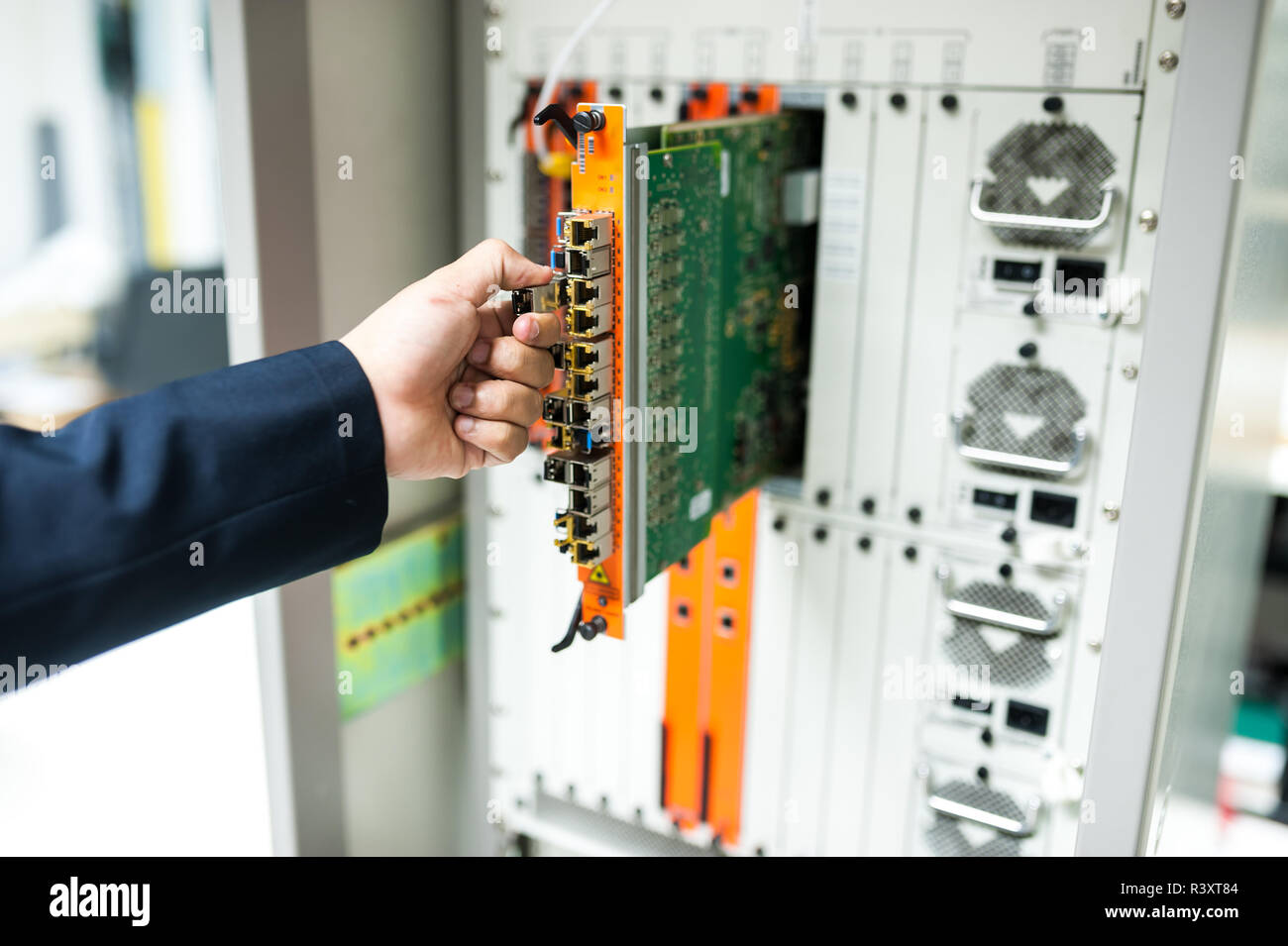 Fix network switch in data center room Stock Photo - Alamy
