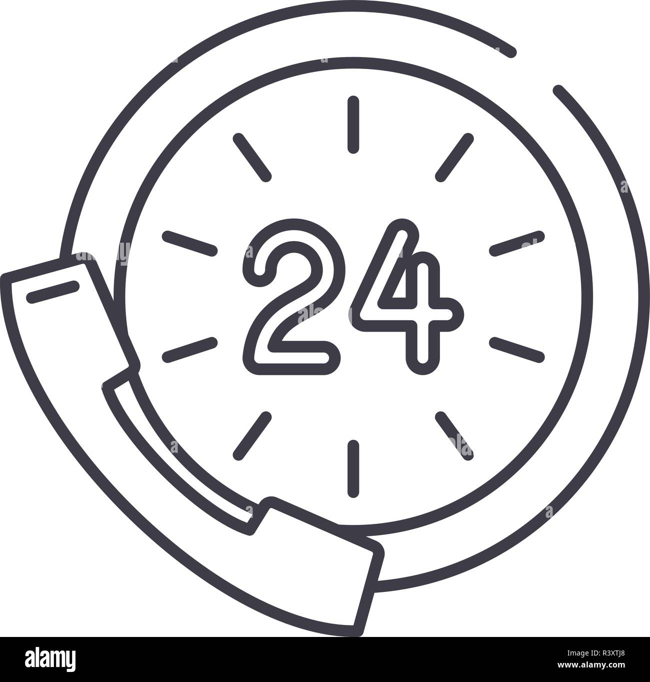 24 hour communication line icon concept. 24 hour communication vector ...
