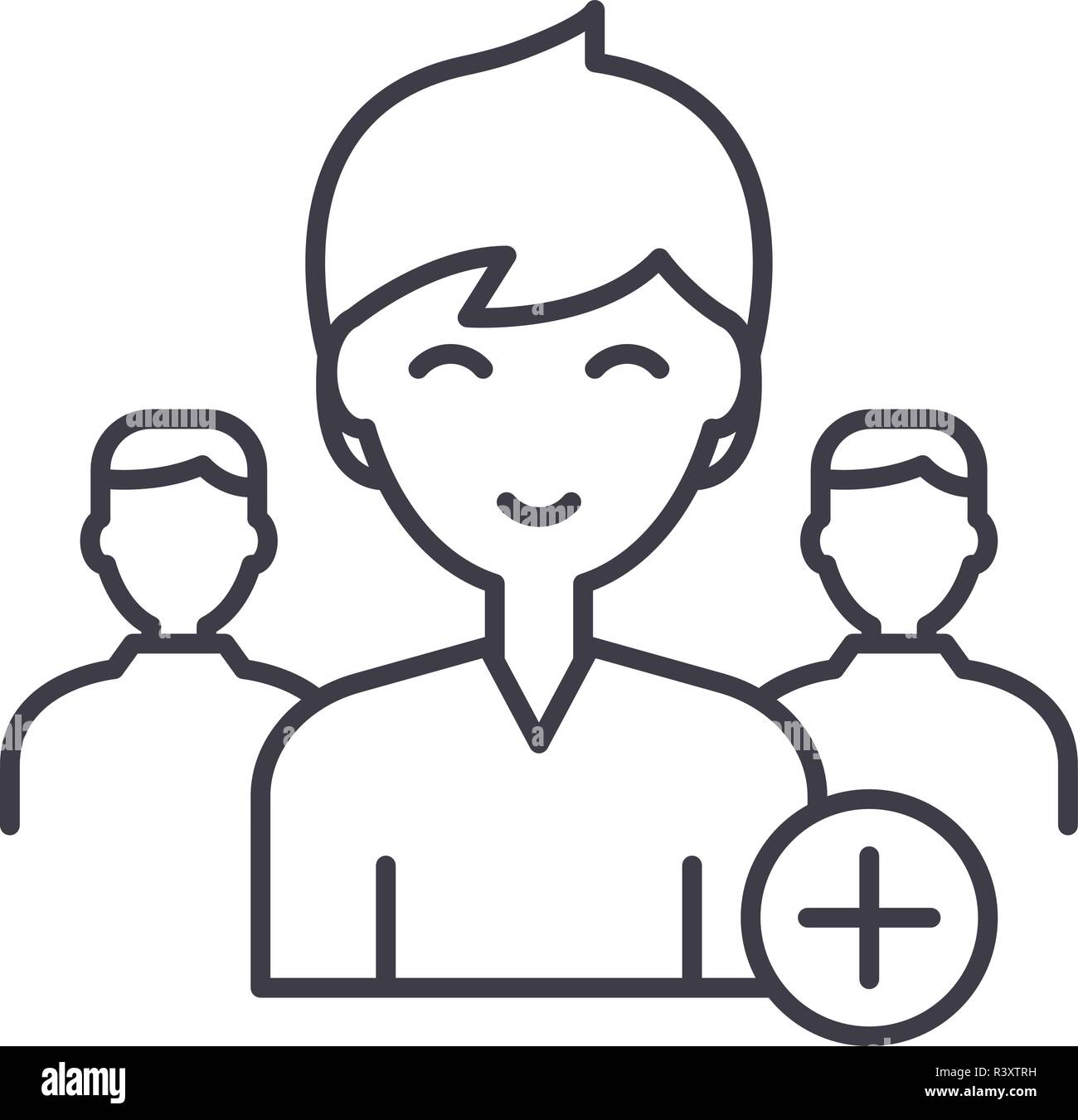 Add new user line icon concept. Add new user vector linear illustration ...