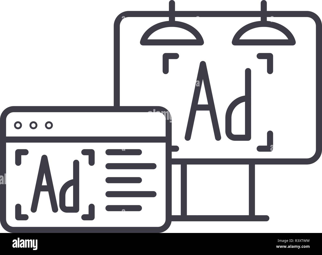 Advertising line icon concept. Advertising vector linear illustration ...