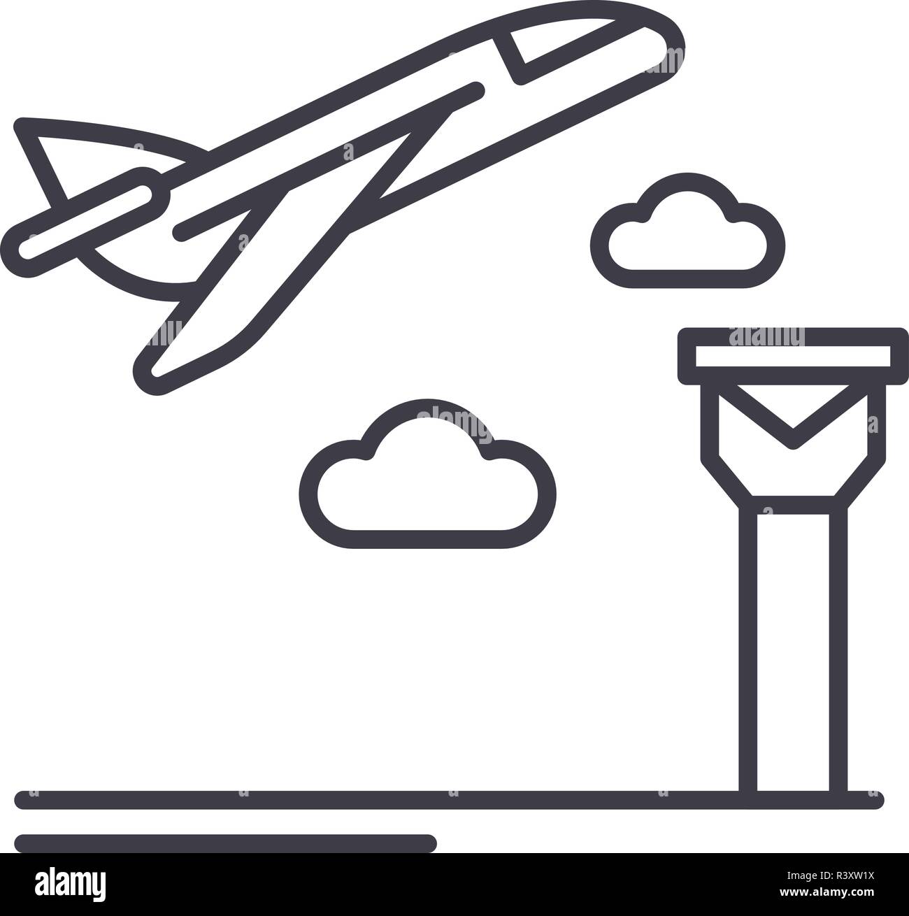 Airport line icon concept. Airport vector linear illustration, symbol ...