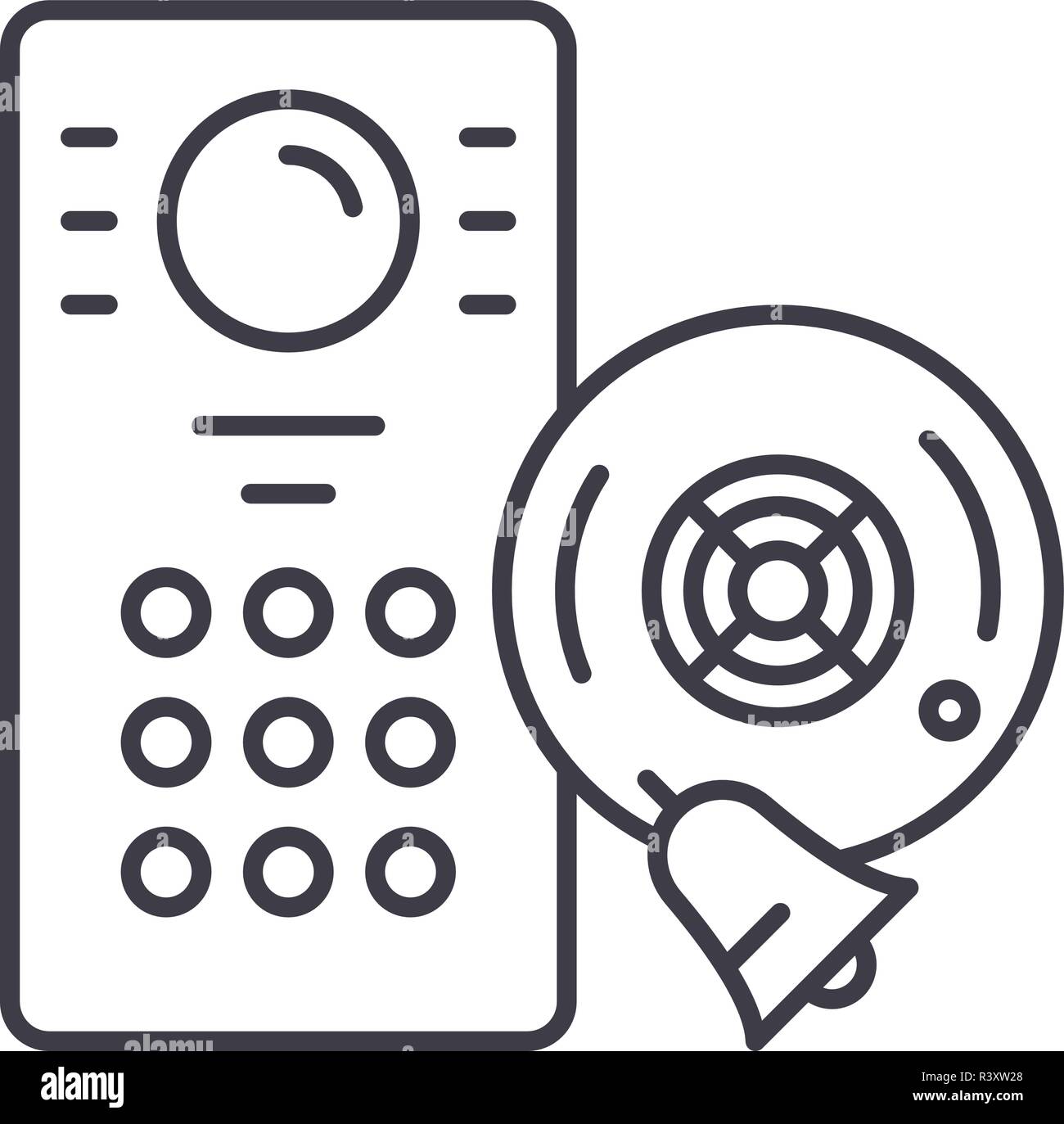 Alarm system line icon concept. Alarm system vector linear illustration ...